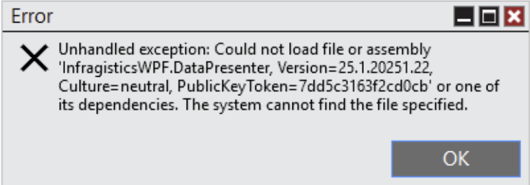 Unhandled exception: Could not load file or assembly 'InfragisticsWPF.DataPresenter' – FlowBots ...
